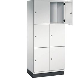 C+P 3er-Schlie&szlig;fachschrank Cambio, 2 Abteile, lichtgrau, Stahlblech-T&uuml;r, B 800 mm, 6 F&auml;cher
