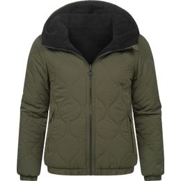 Wendejacke Ragwear "Qaria", Damen, Gr. L (40), grün (olivgrün), Obermaterial: 70% Polyester, 30% Nylon, Innenfutter: 100% Polyester, Wattierung: 100% Polyester, gerade hüftbedeckend, hoch geschlossener Ausschnitt, eng elastischer Bund mit Gummizug, Jacken, ultraleichte 2-in-1 Damen Winterjacke mit Kapuze