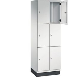 C+P 3er-Schlie&szlig;fachschrank Cambio, 2 Abteile, lichtgrau, Stahlblech-T&uuml;r, B 600 mm, 6 F&auml;cher