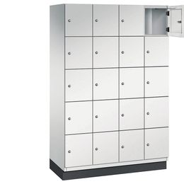 C+P 5er-Schließfachschrank Cambio, 4 Abteile, lichtgrau, Stahlblech-Tür, B 1200 mm, 20 Fächer