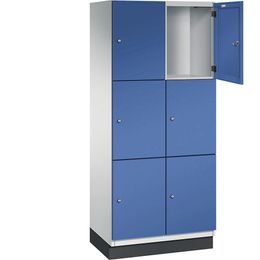 C+P 3er-Schlie&szlig;fachschrank Cambio, 2 Abteile, lichtgrau / enzianblau, Stahlblech-T&uuml;r, B 800 mm, 6 F&auml;cher