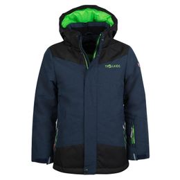 Funktionsjacke Trollkids "KIDS NOREFJELL JACKET", Kinder, Gr. 164, blau (navy melange), Web, Obermaterial: 100% Polyester. Futter: 100% Polyamid. Wattierung: 100% Polyester, unifarben mit Farbeinsatz, normal, hoch geschlossener Ausschnitt, eingesetzt eingefasste Kante mit Klettverschluss, Jacken