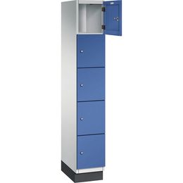 C+P 5er-Schlie&szlig;fachschrank Cambio, 1 Abteil, lichtgrau / enzianblau, Stahlblech-T&uuml;r, B 300 mm, 5 F&auml;cher