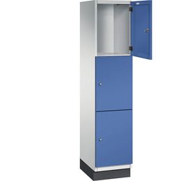 C+P 3er-Schlie&szlig;fachschrank Cambio, 1 Abteil, lichtgrau / enzianblau, Stahlblech-T&uuml;r, B 400 mm, 3 F&auml;cher