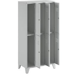 Wolf Doppelstock-Spind Berlin 2, 3 Abteile, lichtgrau, Breite 900 mm, flache Dachform