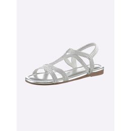 Sandale Heine, Damen, Gr. 39, silber (silberfarben), Textil, Schuhe Sandale