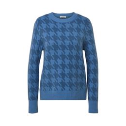 Tchibo - Strickpullover mit Hahnentritt-Jacquard - Damen - Gr. S - blau/jacquard