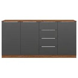 borchardt Möbel Highboard BORCHARDT MÖBEL "Oliva", grau (eiche vintage, graphit matt), B:200cm H:99cm T:35cm, Spanplatte, Sideboards, Breite ca. 200 cm
