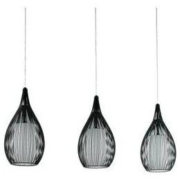 Eglo Hängeleuchte "RAZONI Pendellampe, Stahl und Glas, IP20, E27, Esstischlampe, Lampe", schwarz (schwarz, weiß), 3, H: 110cm, 1 Stk., Leuchten, Hängeleuchte, L99 x B19 x H110, schwarz, 3X60W exkl.