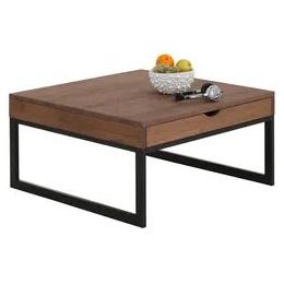 Couchtisch Home Affaire "Betula", schwarz (walnuss, schwarz), B:80cm H:40cm T:80cm, Tische, zertifiziertes Massivholz (Eiche), in 3 verschiedenen Farbvarianten