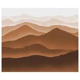 Vliestapete Komar "Digitaldruck Vlies - Macchiato Mountains - Größe 300 x 250 cm", braun (braun, weiß), B:300 L:250, Vlies, Tapeten, Wohnzimmer, Schlafzimmer