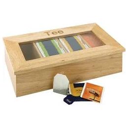 Teebox APS, braun, B:20cm H:9cm, Lebensmittelaufbewahrungsbehälter, mit Sichtfenster, für 120 Teebeutel