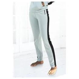 Loungehose BENCH. LOUNGEWEAR, Damen, Gr. 44/46, N-Gr, gr&uuml;n (mint, schwarz), Jersey, Obermaterial: 60% Baumwolle, 40% Polyester, unifarben mit Farbeinsatz, bequem lang, Hosen Loungehose, mit Seitenstreifen und geradem Bein, Loungewear
