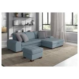 Sit & More Ecksofa SIT & MORE "Luxor L-Form", blau (hellblau), B:275cm H:82cm T:173cm, Luxus-Microfaser ALTARA NUBUCK (100% Polyester);Soft clean (98% Polyester, 2% Polyamid);Struktur fein (100% Polyester), Sofas, wahlweise mit Bettfunktion, Bettkasten und Kopfteilverstellung