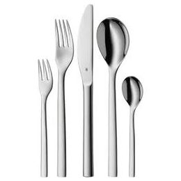 Besteck-Set WMF "Atria", silber (edelstahlfarben), 30 Stk., Cromargan Edelstahl Rostfrei 18/10, Essbesteck-Sets, poliert, mit soliden Monobloc Tafelmessern