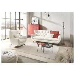 3-Sitzer 3C Candy "Beatrice, extravagantes Megasofa, bequem, Küchensofa", weiß, B:225cm H:94cm T:95cm, 100% Polyester, Sofas, mit Rückensteppung im Rautenmuster, Samt Optik, auch in Fellimitat