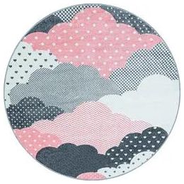 Kinderteppich Ayyildiz TEPPICHE "Bambi 820", pink, H:11mm Ø:160cm, Kunstfaser, Teppiche, auch in rechteckig, Wolken Motiv, Kurzflor