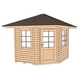 Gartenhaus Weka "149 5-Eck Gr.1, 28 mm", beige (naturbelassen), Fußboden im Gartenhaus, ohne Rück- und Seitenwand, Gartenhäuser