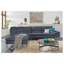 Ecksofa Calia italia "Dave, italienisches Designsofa L-Form, erstklassiger Sitzkomfort", blau (dunkelblau), B:297cm H:87cm T:97cm, Leder BULL - 100% Leder;Leder SORRRENTO - 100% Leder, Sofas, Ottomane wahlweise links oder rechts, in zwei tollen Lederqualitäten