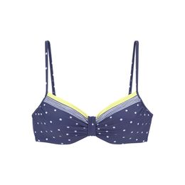 Lascana Bikinitop Damen Gr&ouml;&szlig;e 95 marine / limone / wei&szlig;
