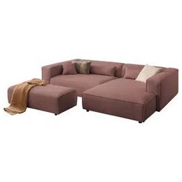 Ecksofa "PIARA XXL, L-Form, Schlaffunktion, Cord, Leinenoptik o. Strukturstoff", beige (puder), B:288cm H:66cm T:198cm, 100% Polyester, LeGer Home by Lena Gercke, Sofas, Hocker stellbar zum Schlafsofa (Krokodilverbinder), tiefe Sitzfläche