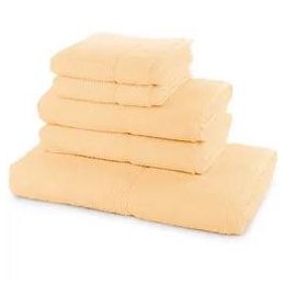 Möve Handtuch Set MÖVE FOR FROTTANA "Pearl", gelb (maize), 5 Stk., Walkfrottier, Obermaterial: 100% Baumwolle, Handtuch-Sets, 5tlg.-Set 2xGästehandtuch 30/50,2xHandtuch 50/100,1xBadetuch 67/140