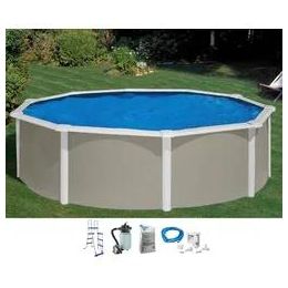 Rundpool MY POOL BWT "BELIZE 1", grau (grau, weiß), H:132cm Ø:460cm, Schwimmbecken, Höhe 132 cm, in verschiedenen Größen erhältlich