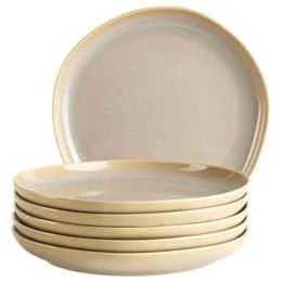Mäser Dessertteller MÄSER "Cordelia, Teller-Set aus Steinzeug", beige (beige, sand), H:1cm Ø:22cm, Steinzeug, Speiseteller, Geschirr-Set