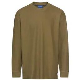 HUGO BOSS Langarmshirt HUGO BLUE "Nuwolo", Herren, Gr. XL, grün (open grün345), Single Jersey, Obermaterial: 87% Baumwolle, 13% Polyamid, unifarben, weit, Rundhals, breiter Bund, Shirts, mit Logo-Badge