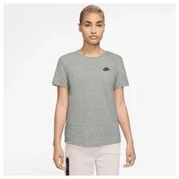 T-Shirt Nike SPORTSWEAR "W NSW CLUB SS TEE", Damen, Gr. M, grau (dk grau heather), Obermaterial: 100% Baumwolle, normal, Rundhals, Shirts
