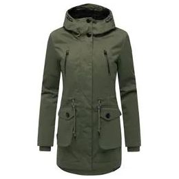Kurzmantel Ragwear "Ellsa YOUMODO", Damen, Gr. S (36), olivgrün, Obermaterial: 100% Polyester; Innenfutter: 100% Polyester; Wattierung: 100% Polyester, tailliert ca. Mitte Oberschenkel, hoch geschlossener Ausschnitt, eng Strickbündchen mit Daumenlöchern, Mäntel, Winterparka mit auffälligen Taillenzugkordeln und Kapuze
