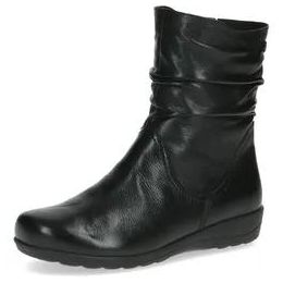 Snowboots Caprice, Damen, Gr. 37, schwarz, Leder, Schuhe, Keilabsatz, Outdoorboots, Kurzstiefel mit Fellimitat am Schaftrand