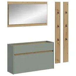 Garderoben-Set Inosign "EVRID, 4-teilig, Breite 172 cm, individuell hängbar & erweiterbar", salbei nb, artisan oak nb, B:172cm H:197cm T:32cm, Spanplatte, Kastenmöbel-Sets, Garderobenkombination, Garderobe, Wandgarderobe, Flur, Diele