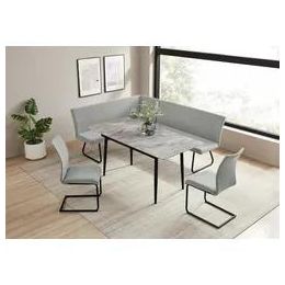 Eckbankgruppe OTTO HOME "Stevian", grau, grau,, Struktur (100% Polyester), Bank Recamiere links, FSC-zertifizierter Holzwerkstoff, Keramik, Metall, Polyester, Polywood, Sitzmöbel-Sets, Holz, Strukturstoffbezug, Freischwingerstühle, gesteppten Bänken
