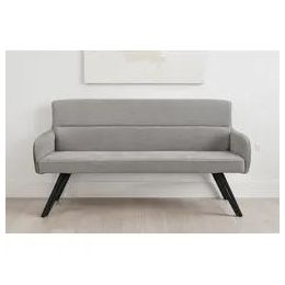 Sitzbank ByLiving "Tino", hellgrau, schwarz, B:160cm H:94cm T:67cm, Stoff, Sitzbänke, mit Federkernpolsterung in 140 oder 160cm, hochwertige Polsterbezüge