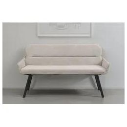 Sitzbank ByLiving "Rico", hellgrau, schwarz, B:140cm H:90cm T:62cm, Stoff, Sitzbänke, gemütliche Esszimmerbank in 140 oder 160cm, hochwertiger Stoffbezug