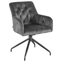 4-Fußstuhl "Yonkers", anthrazit, schwarz, B:60,5cm H:85cm T:64,5cm, Polyester, SET ONE BY Musterring, Stühle, Armlehnenstuhl mit Stativgestell, mit Auto-Return und Wippfunktion
