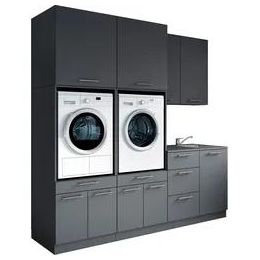 Mehrzweckschrank-Set LAUNDREEZY "Laundreezy, 8-tlg. Mehrzweckschrank-Set B/H/T 238/238/68 cm", anthrazit matt, B:236cm H:238cm T:68cm, Holzwerkstoff, Kastenmöbel-Sets, Breite 238 cm, Soft-Close-Funktion für Türen
