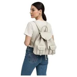 Rucksack "Chicaletta", Gr. B/H/T: 31cm x 30cm x 20cm, beige, Leder, Collezione Alessandro, Rucksäcke, lässiges Design aus echtem Leder