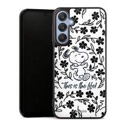 DeinDesign Galaxy A25 5G Handy Silikon H&uuml;lle Case schwarz Handyh&uuml;lle Peanuts Flowers Snoopy