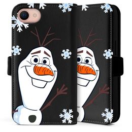 DeinDesign iPhone 16e Handy Klapph&uuml;lle Handyh&uuml;lle aus Kunst Leder schwarz Flip Case Disney Frozen 2 Frozen Olaf Sideflip mit Lasche