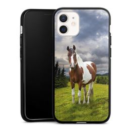 DeinDesign iPhone 12 mini Handy Silikon H&uuml;lle Case schwarz Handyh&uuml;lle Meadow Nature Horse