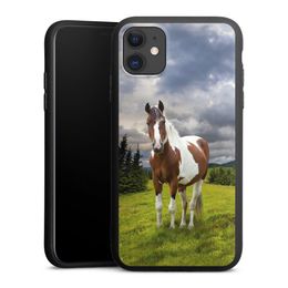 DeinDesign iPhone 11 Handy Premium Silikon H&uuml;lle Handyh&uuml;lle schwarz Case Nature Horse Meadow Silikon Premium Case
