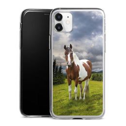 DeinDesign iPhone 11 Handy Slim Case Silikon Handyh&uuml;lle transparent H&uuml;lle extra d&uuml;nn Nature Horse Meadow Silikon Slim Case