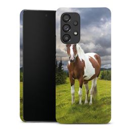 DeinDesign Galaxy A53 5G Handy Premium Case Smartphone Handyh&uuml;lle Schutzh&uuml;lle matt Meadow Nature Horse Premium Case