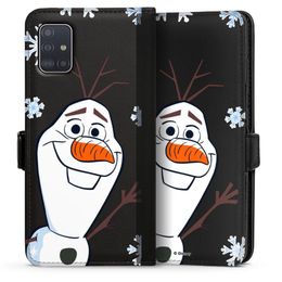 DeinDesign Galaxy A51 Handy Klapph&uuml;lle Handyh&uuml;lle aus Kunst Leder schwarz Flip Case Disney Frozen 2 Frozen Olaf Sideflip mit Lasche