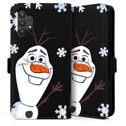 DeinDesign Galaxy A32 5G Handy Klapph&uuml;lle Handyh&uuml;lle aus Kunst Leder schwarz Flip Case Disney Frozen 2 Frozen Olaf Sideflip mit langer Lasche