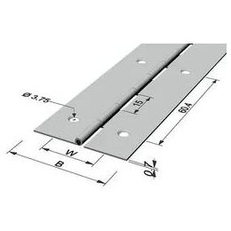 PG Stangenscharnier B.offen 32mm S.0,7mm 600mm Fe verms - 43733