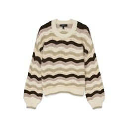 V&eacute;ro Moda Vero Moda Pullover 'DOJA' Damen Gr&ouml;&szlig;e M beige / kitt / dunkelbraun