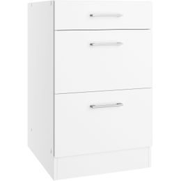 Unterschrank KOCHSTATION "KS-Milan", weiß, B:50cm H:82cm T:60cm, Spanplatte, Schränke, Auszugschrank 50 cm, matte oder hochglänzende Fronten